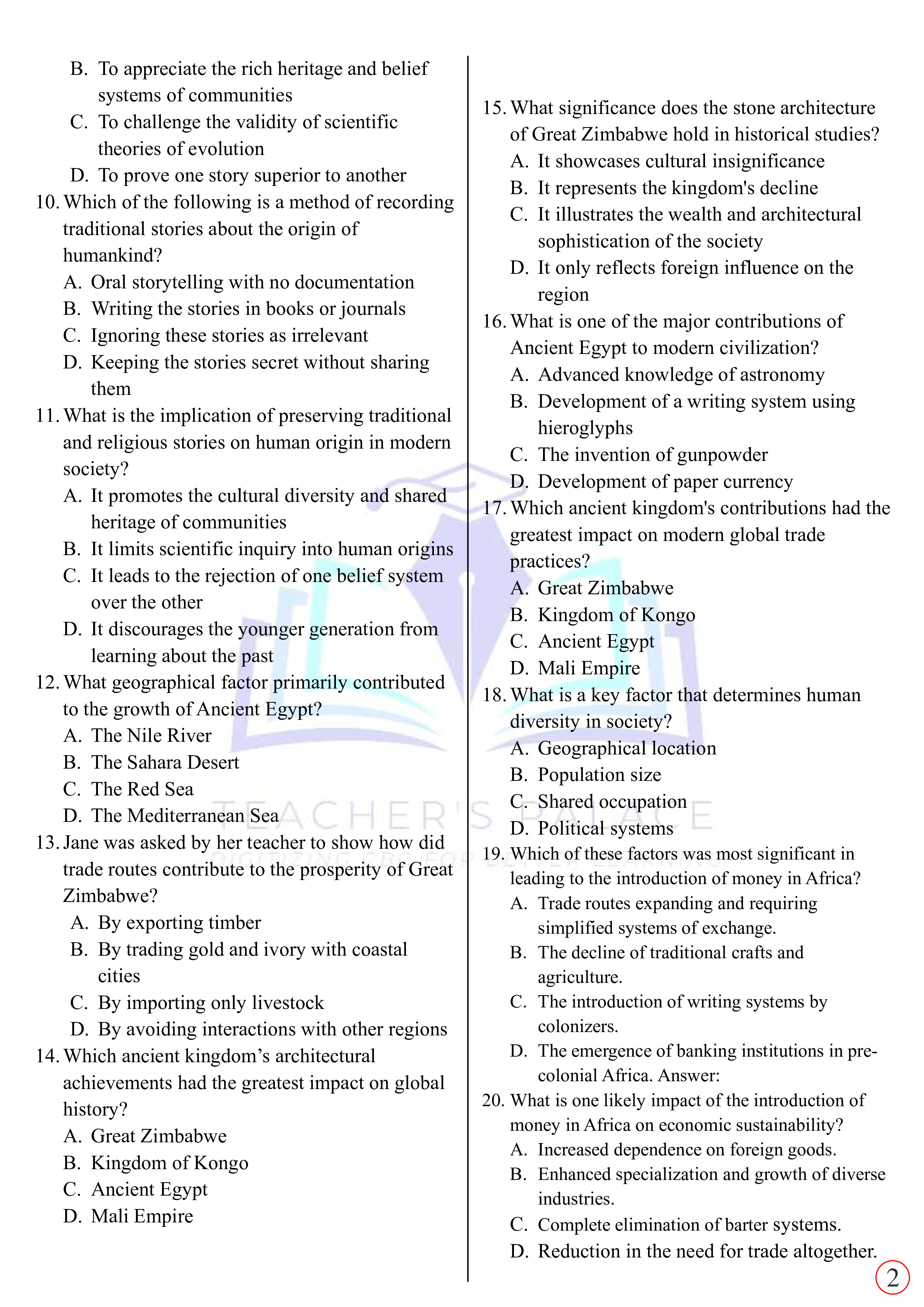 GRADE 7 SOCIAL STUDIES END TERM 1 2025 EXAMS WITH ANSWERS